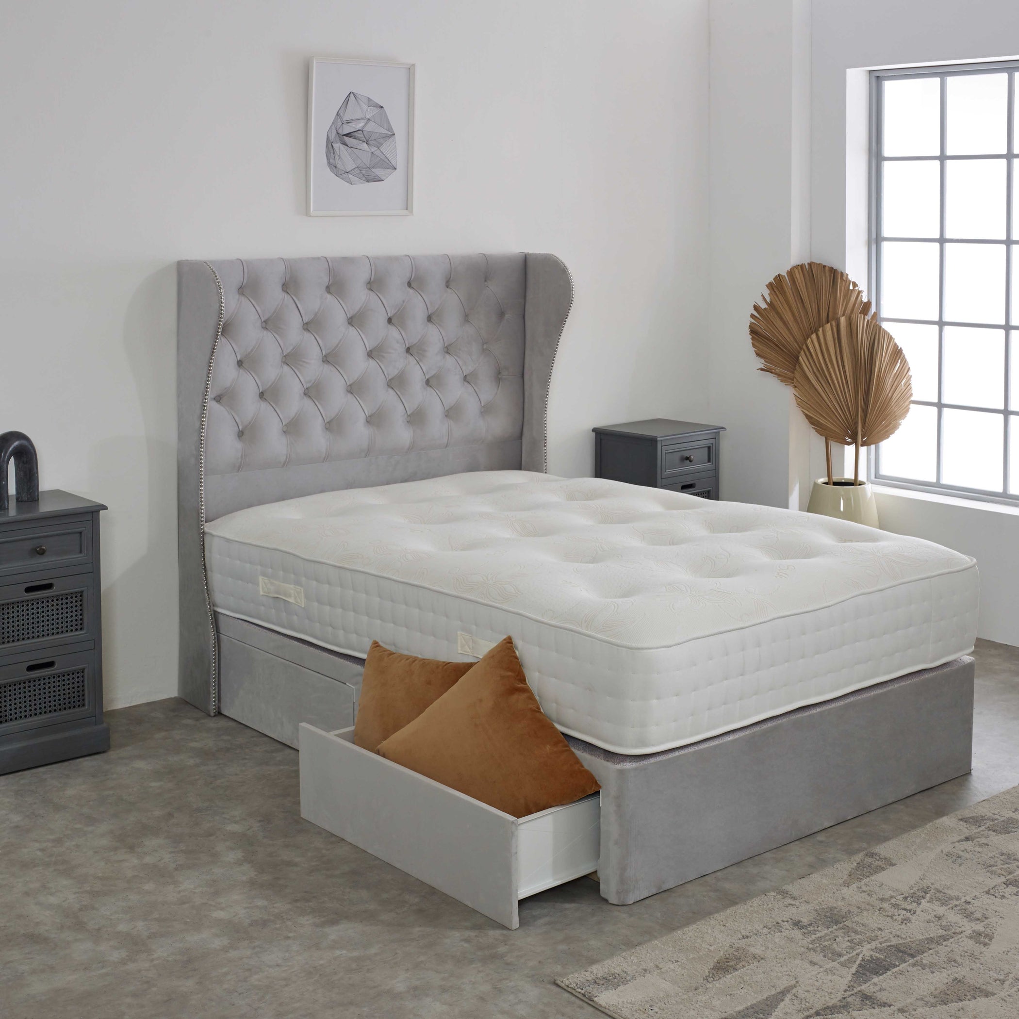Chesterfield Curved Wing Divan Bed Set — Divan Bed Direct